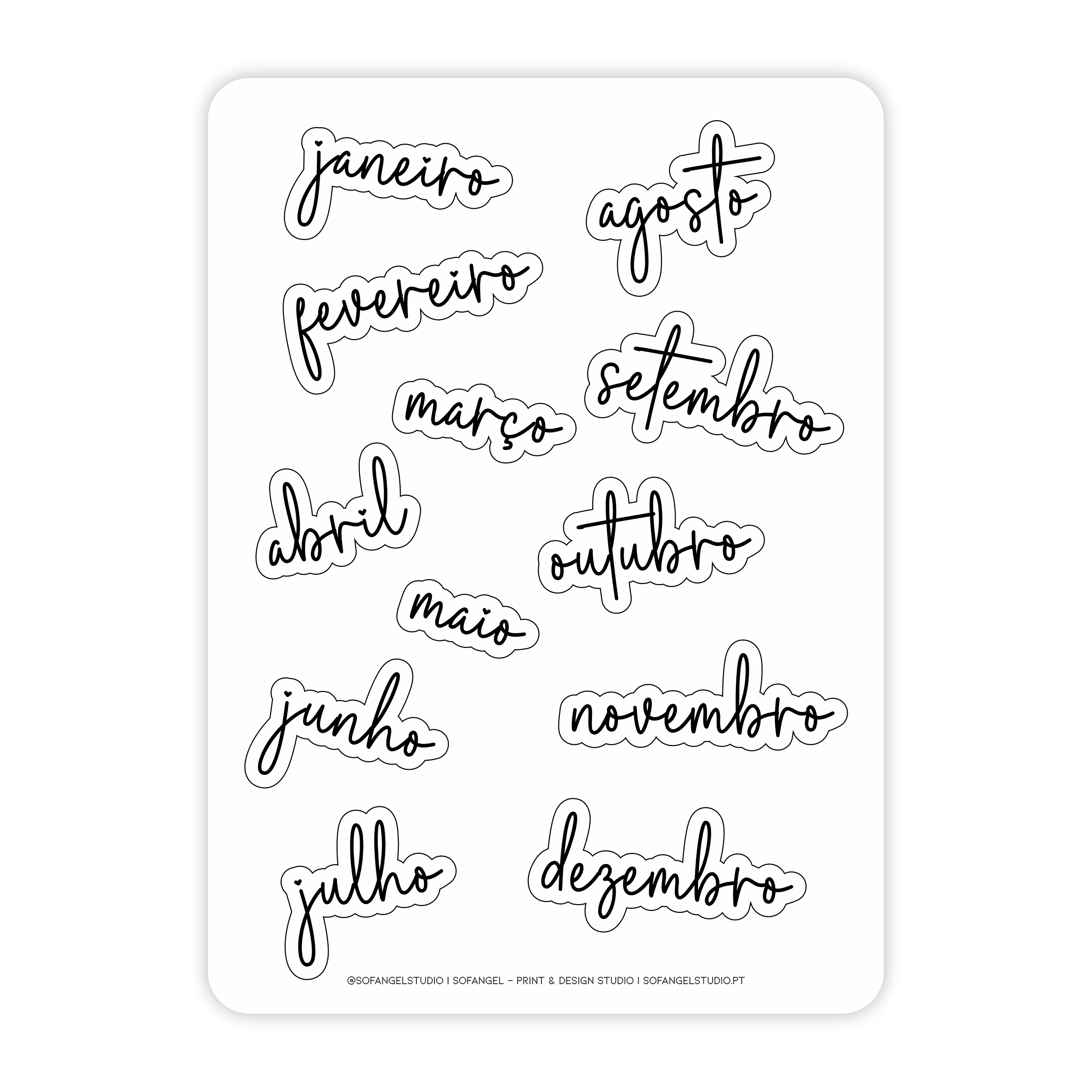 Cartela de Stickers | Meses – Sofangel Studio | Design e Papelaria ...